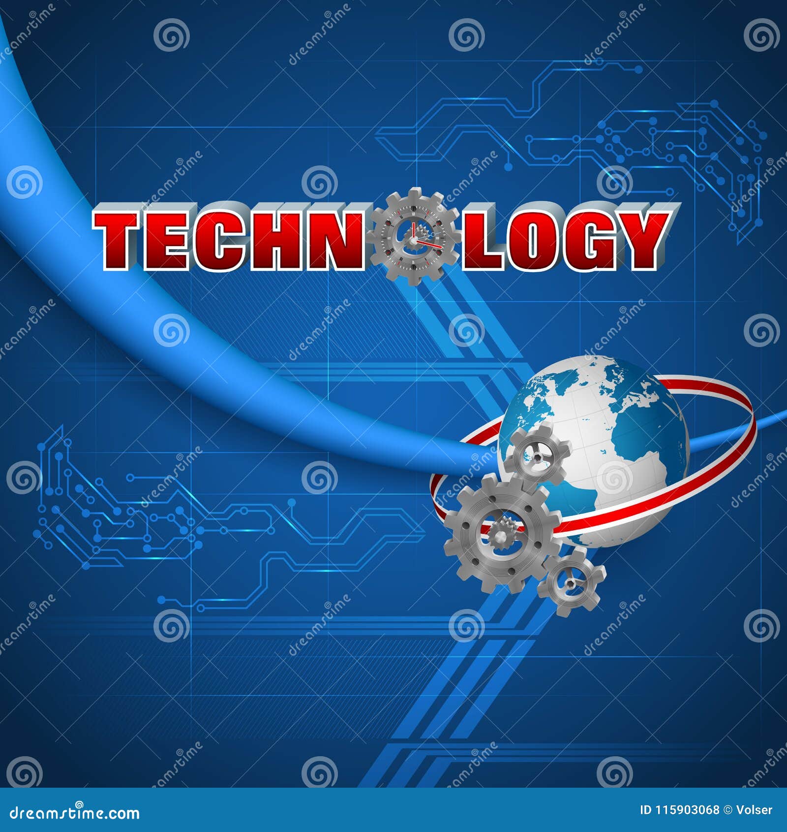 Mechanism of Technological Global Connection Stock Vector ...