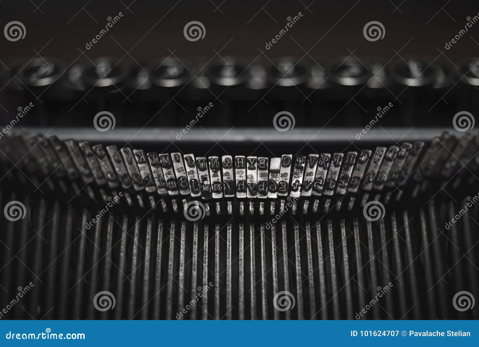 Mechanism of Typewriter Typewriter, Black Background Stock Image ...