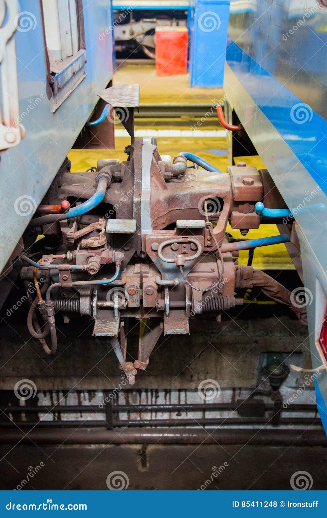 The Mechanism of Wagons Coupling Stock Photo - Image of transportation ...