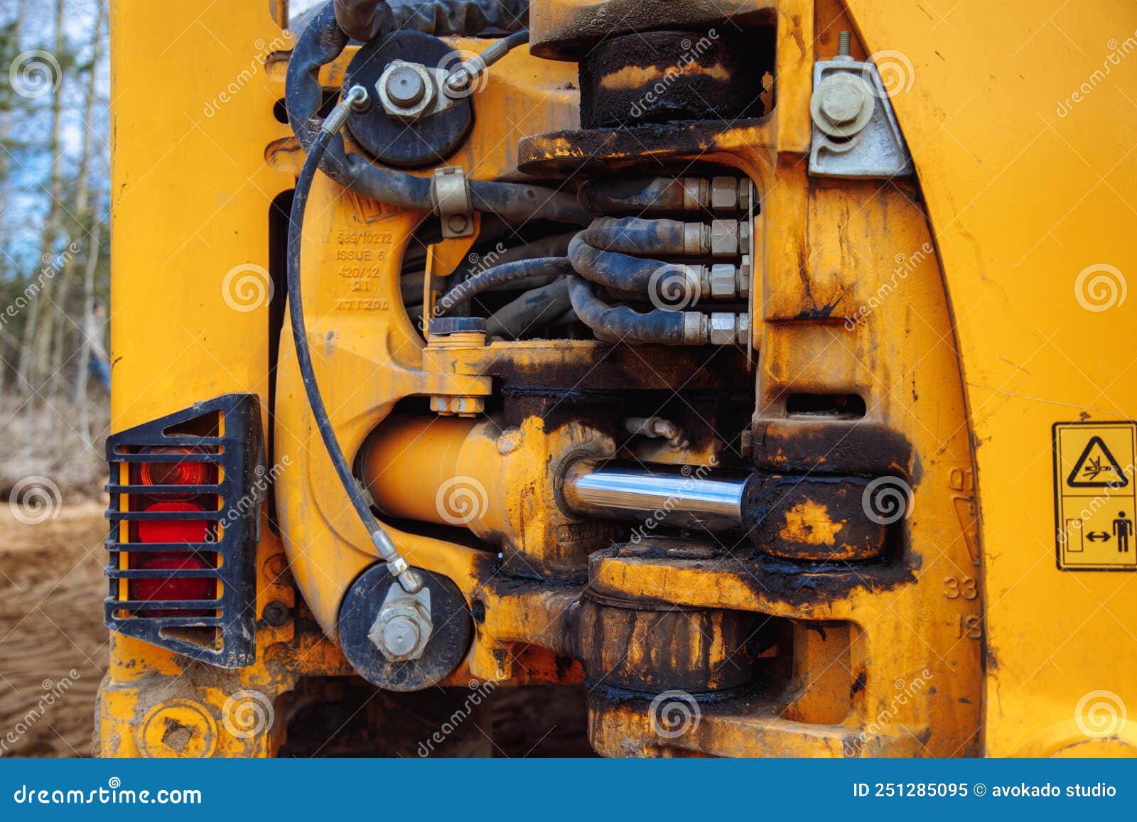 Mechanisms of the Engine Compartment of the Orange Excavator during ...