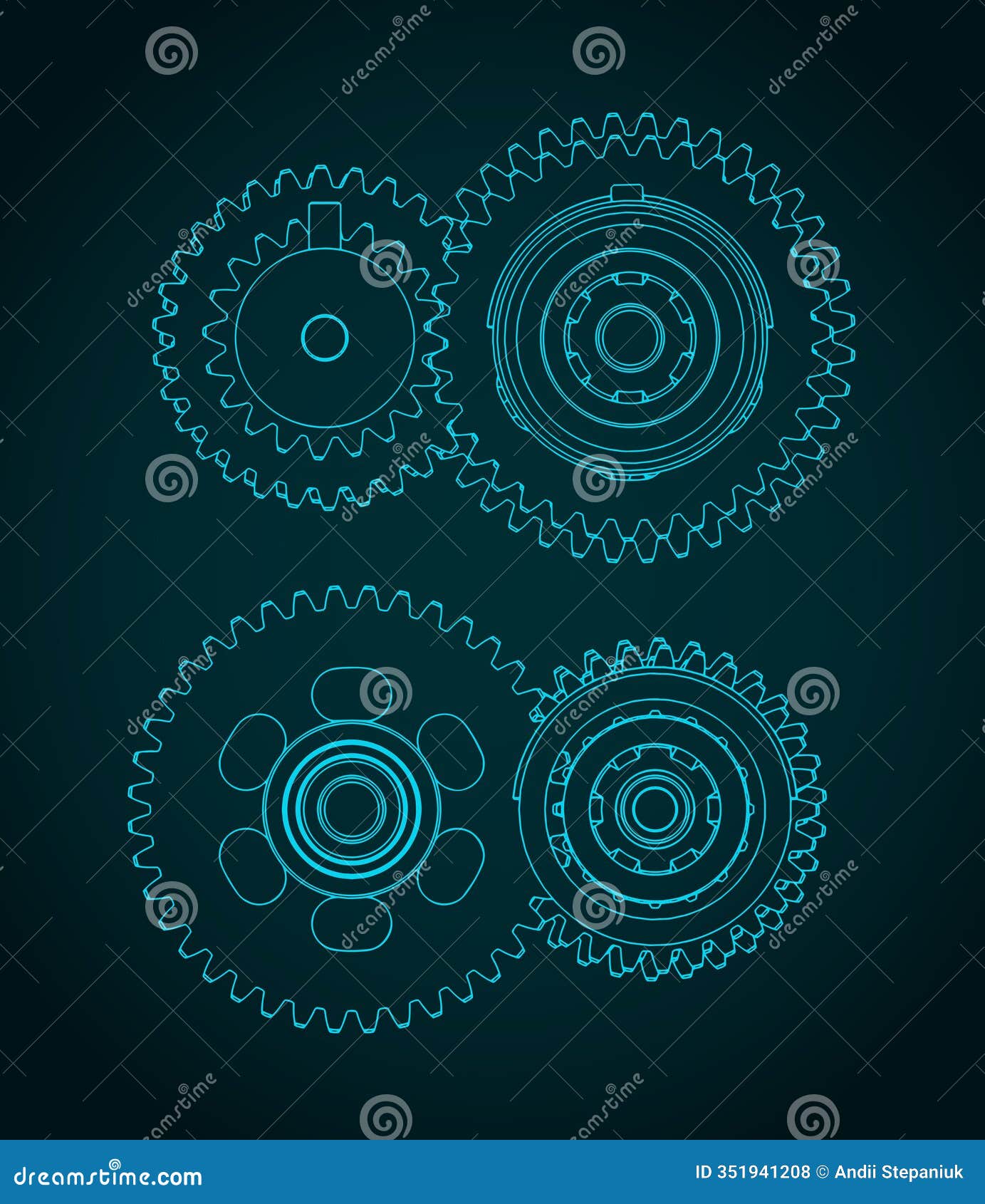 Mechanisms and Gears Blueprints Illustration Stock Illustration ...