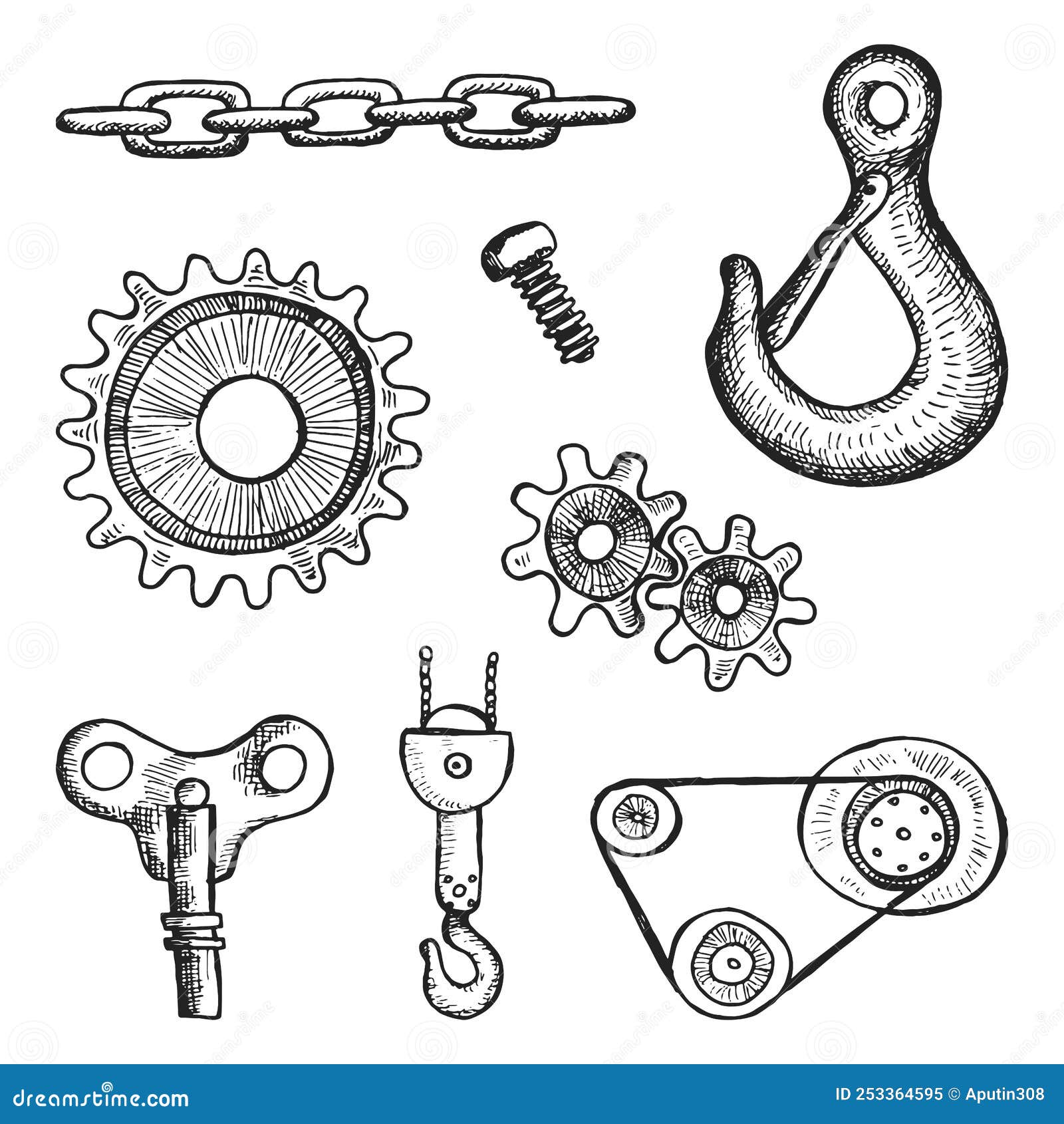 Mechanisms and Machine Parts Metallic Vector Set Stock Vector ...