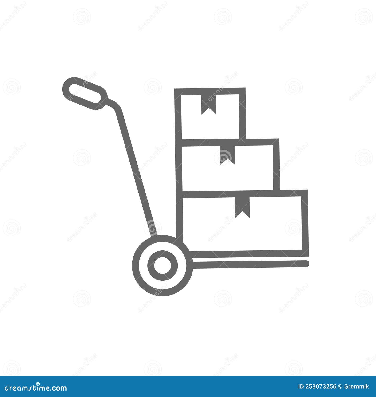 Mechanization. a Hand Cart with Boxes. Linear Vector Illustration Stock ...