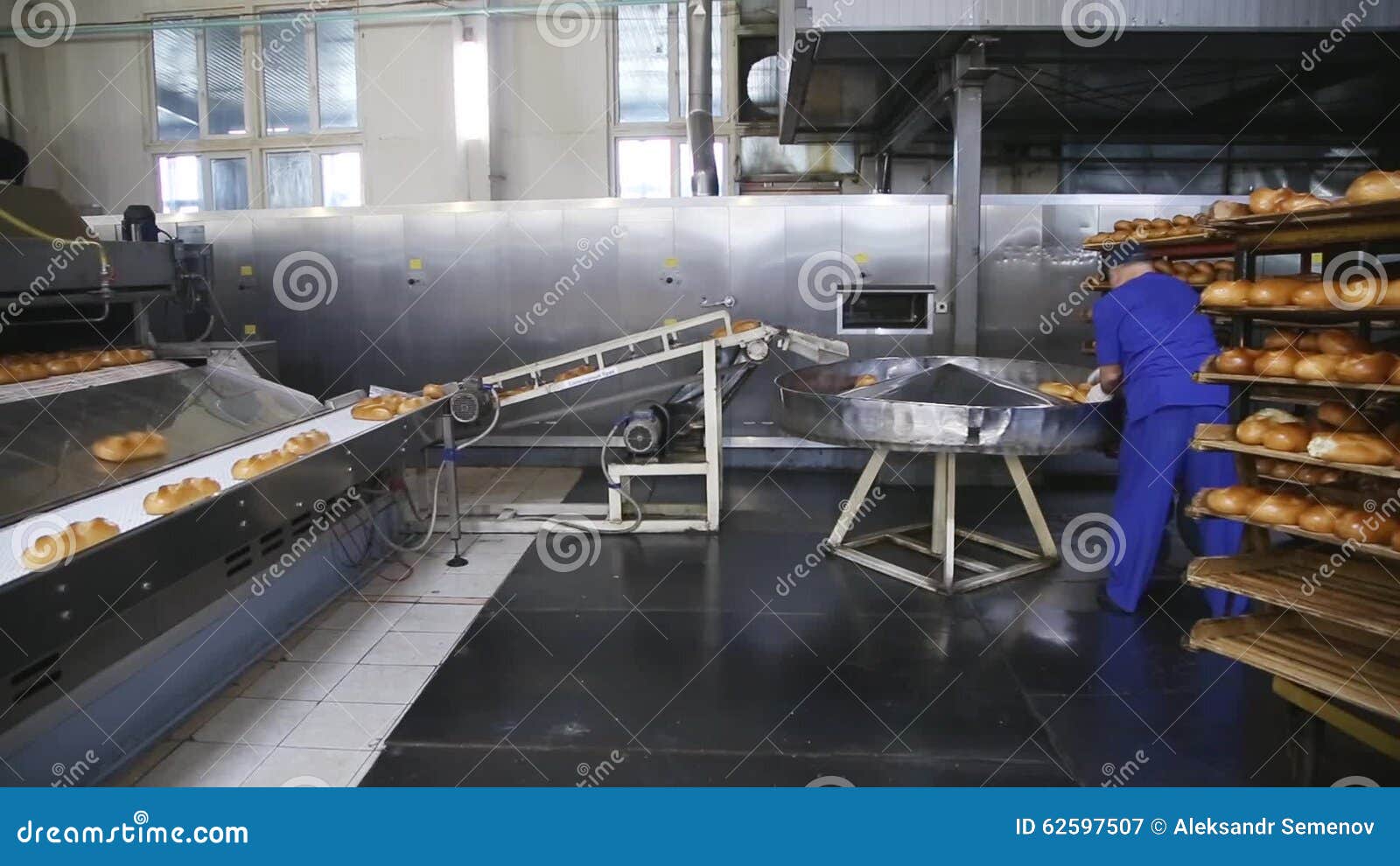 Mechanized Bakery. Production of Bread Stock Video - Video of ...