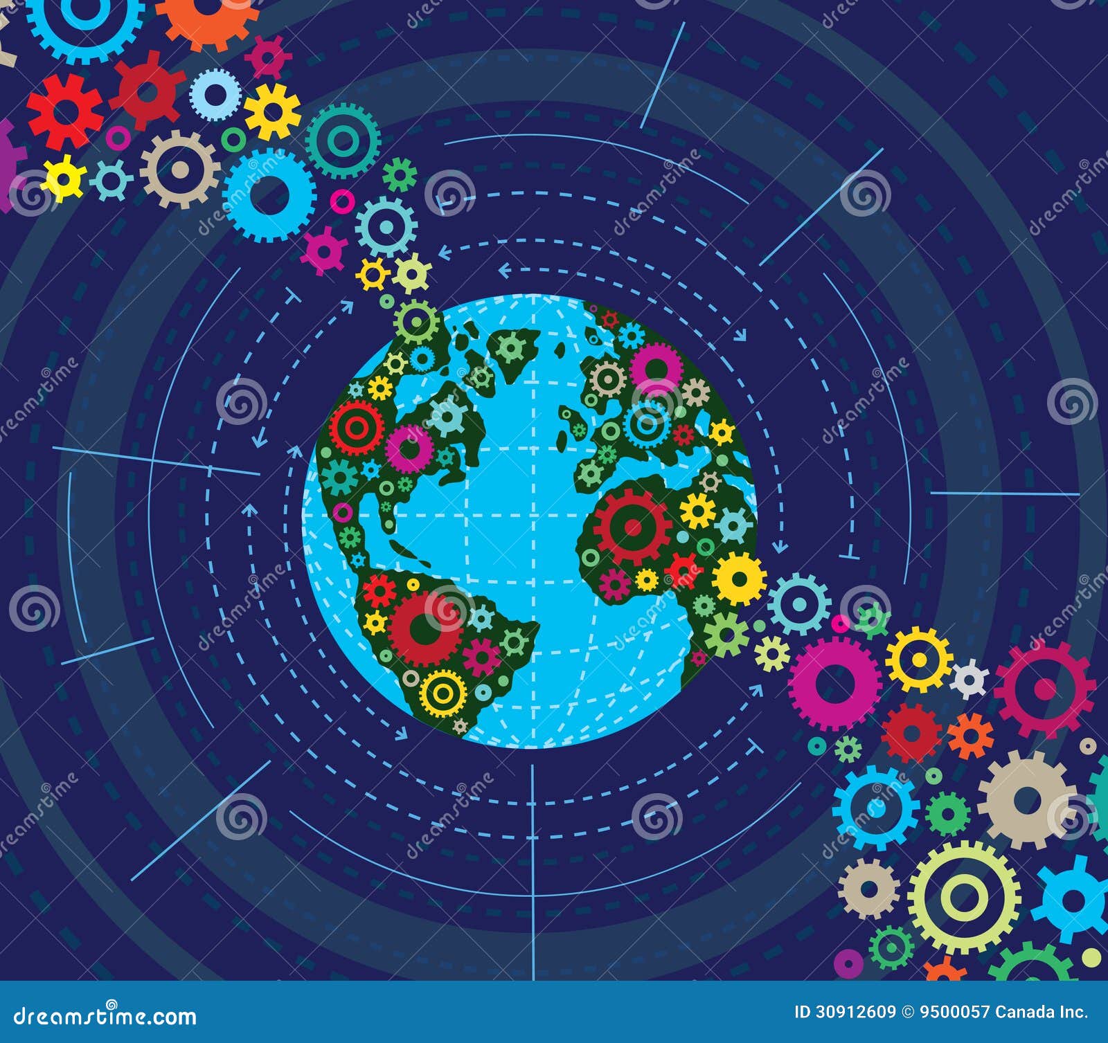 Mechanized Earth stock vector. Illustration of south - 30912609