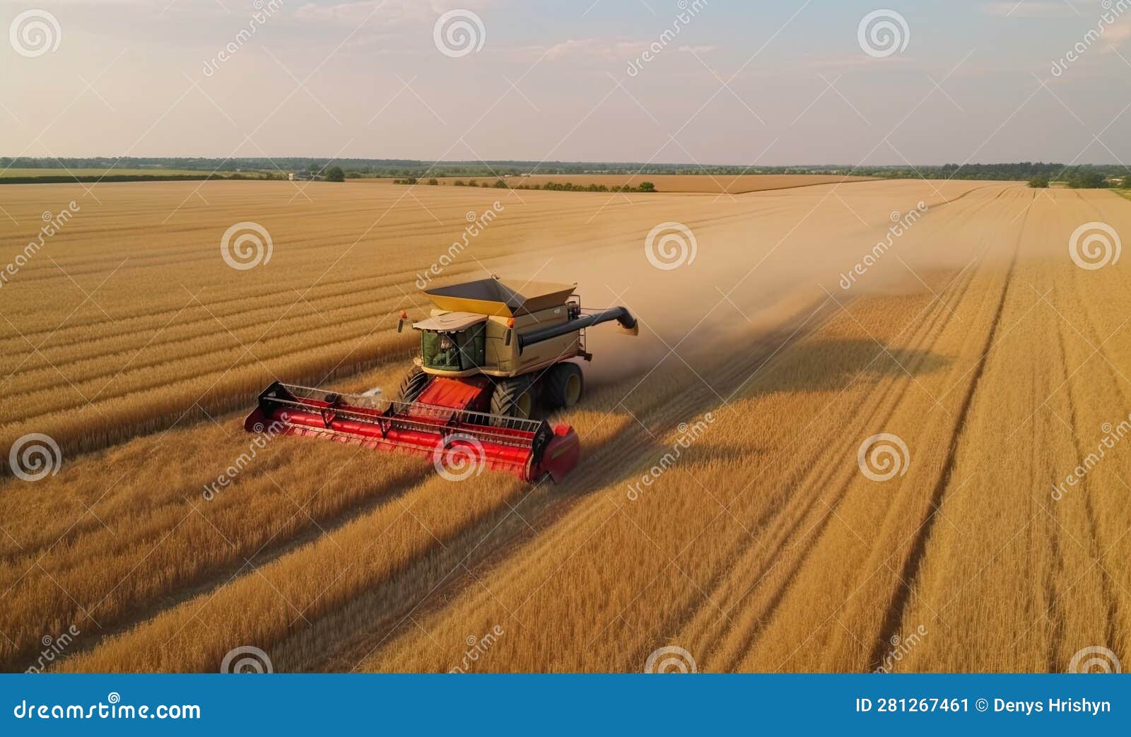 The Mechanized Harvester Efficiently Gathers Wheat from Field Creating ...