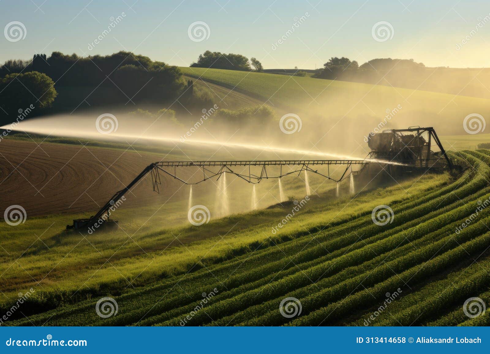 Mechanized Irrigation System in the Field during the Day Stock Photo ...