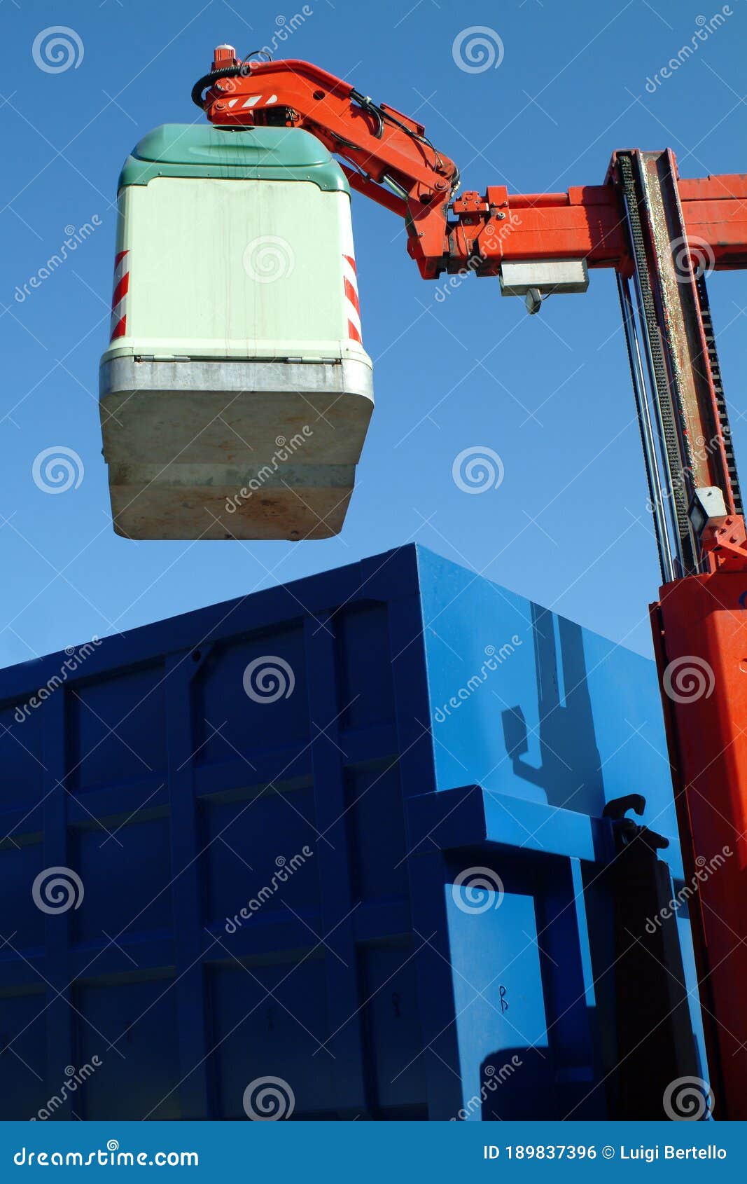 Mechanized Lifting of Glass Disposal Container Stock Photo - Image of ...