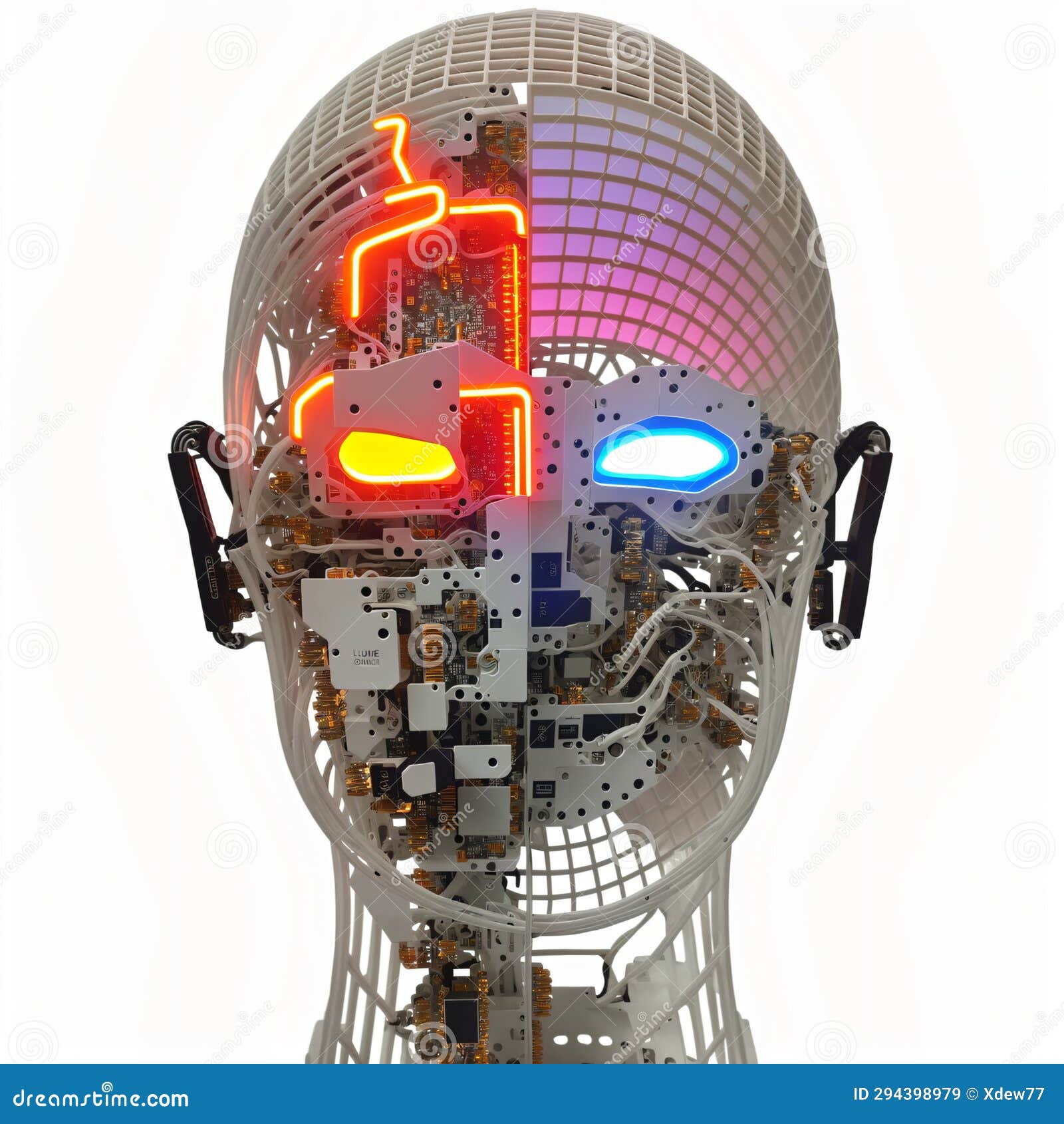Mechanoid Head Frontal As Artificial Intelligence Stock Illustration ...