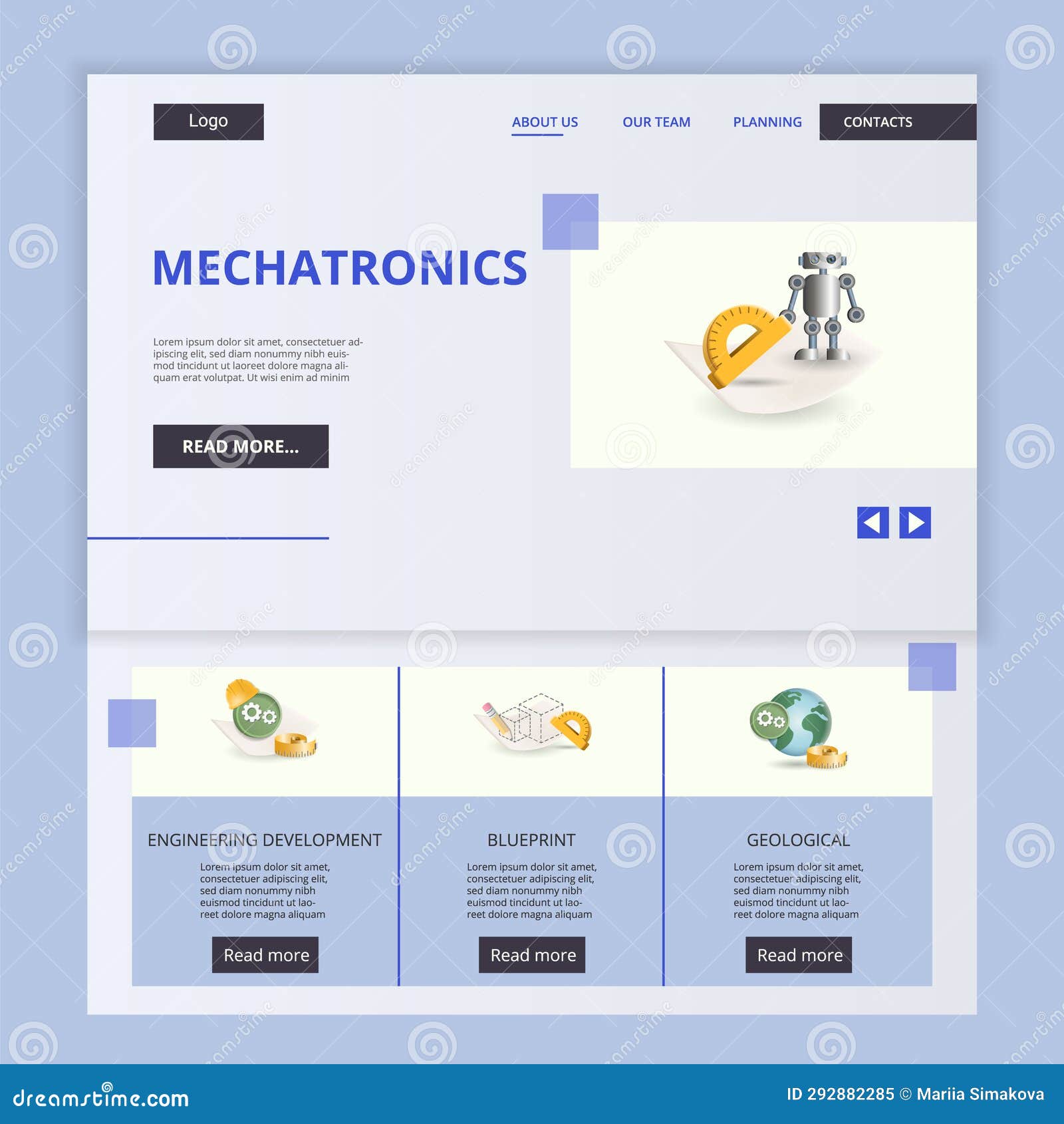 Mechatronics Flat Landing Page Website Template. Engineering ...