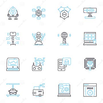 Mechatronics Systems Linear Icons Set. Robotics, Sensors, Automation ...