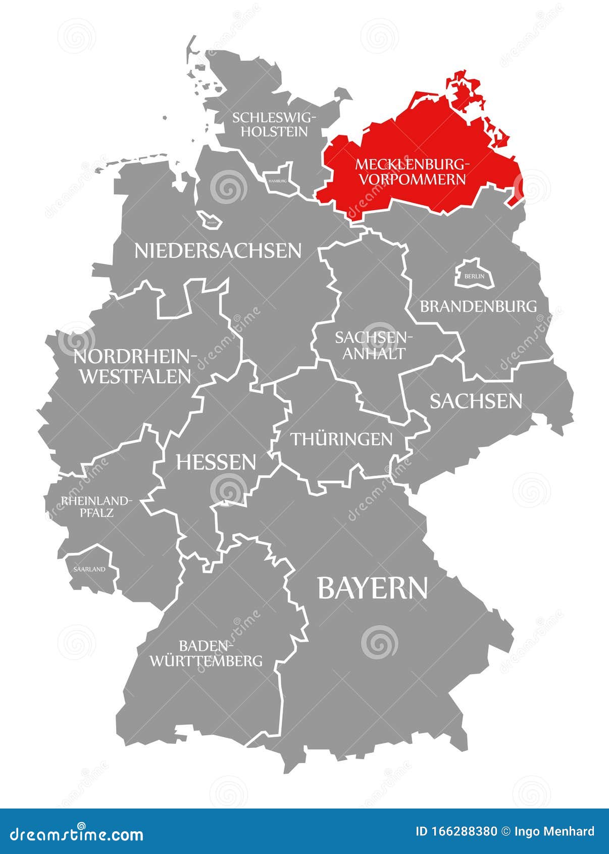 Mecklenburg Western Pomerania Red Highlighted in Map of Germany Stock ... Mecklenburg Western Pomerania Red Highlighted in Map of Germany Stock ...