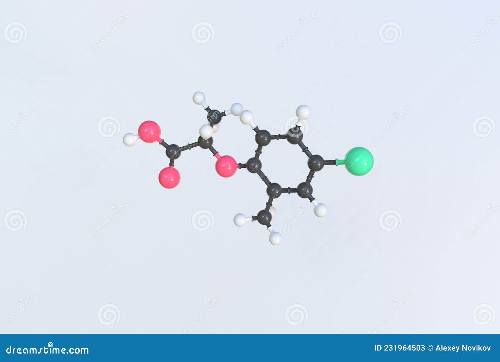 Mecoprop Molecule Made with Balls, Scientific Molecular Model. 3D ...