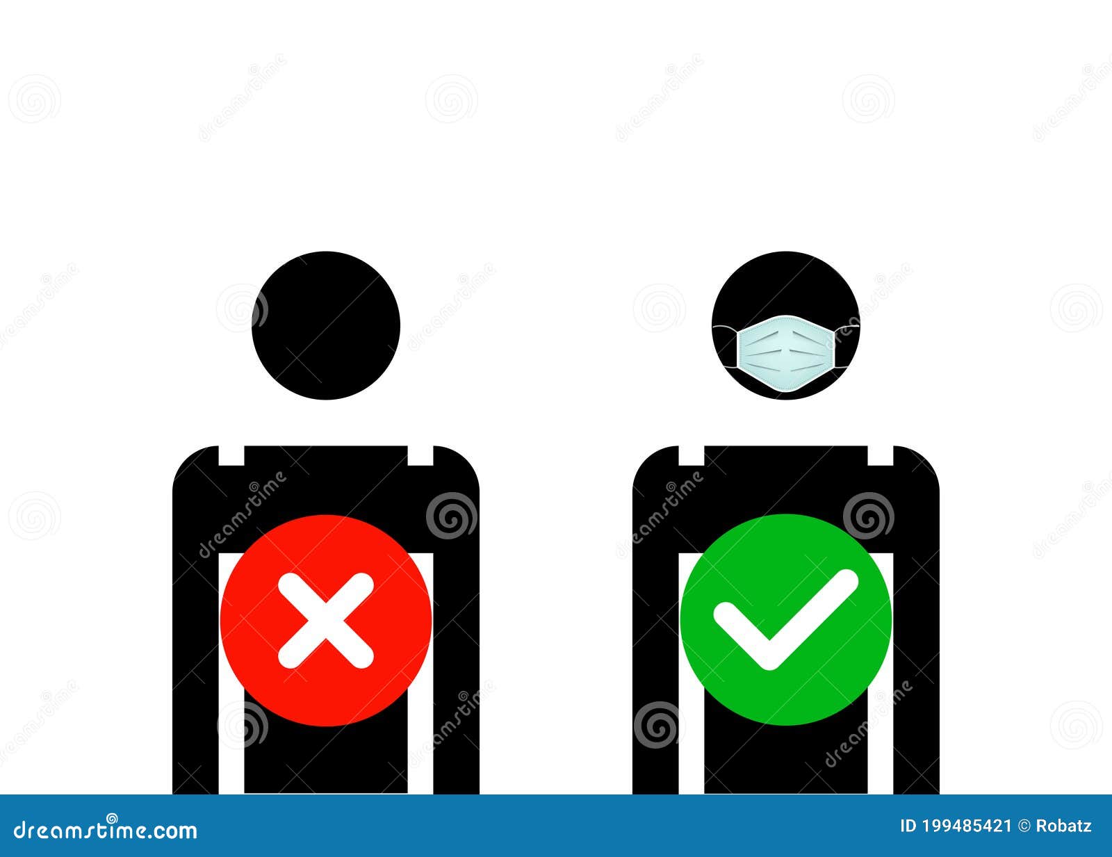 No Entry without Face Mask or Wear a Surgical Mask Icon. Vector ...