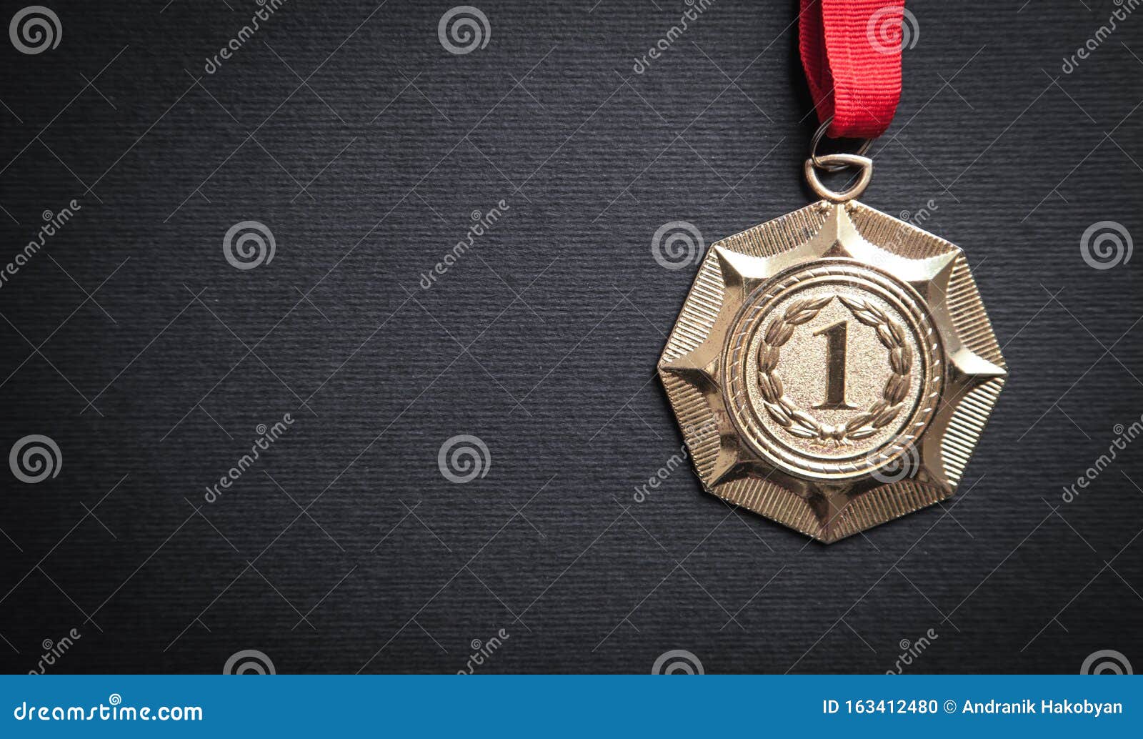 Medal Awards for Winner on Black Background Stock Photo - Image of gold ...