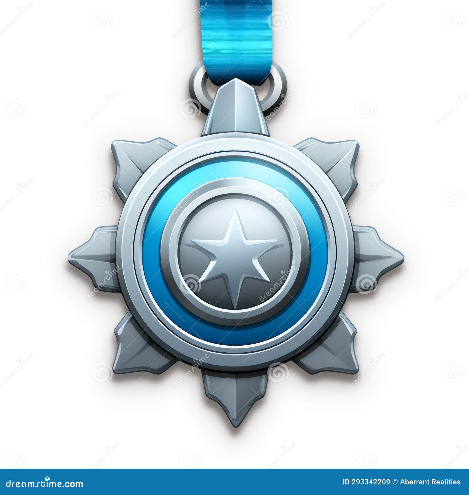 A Medal with a Blue Ribbon on a White Background Stock Illustration ...