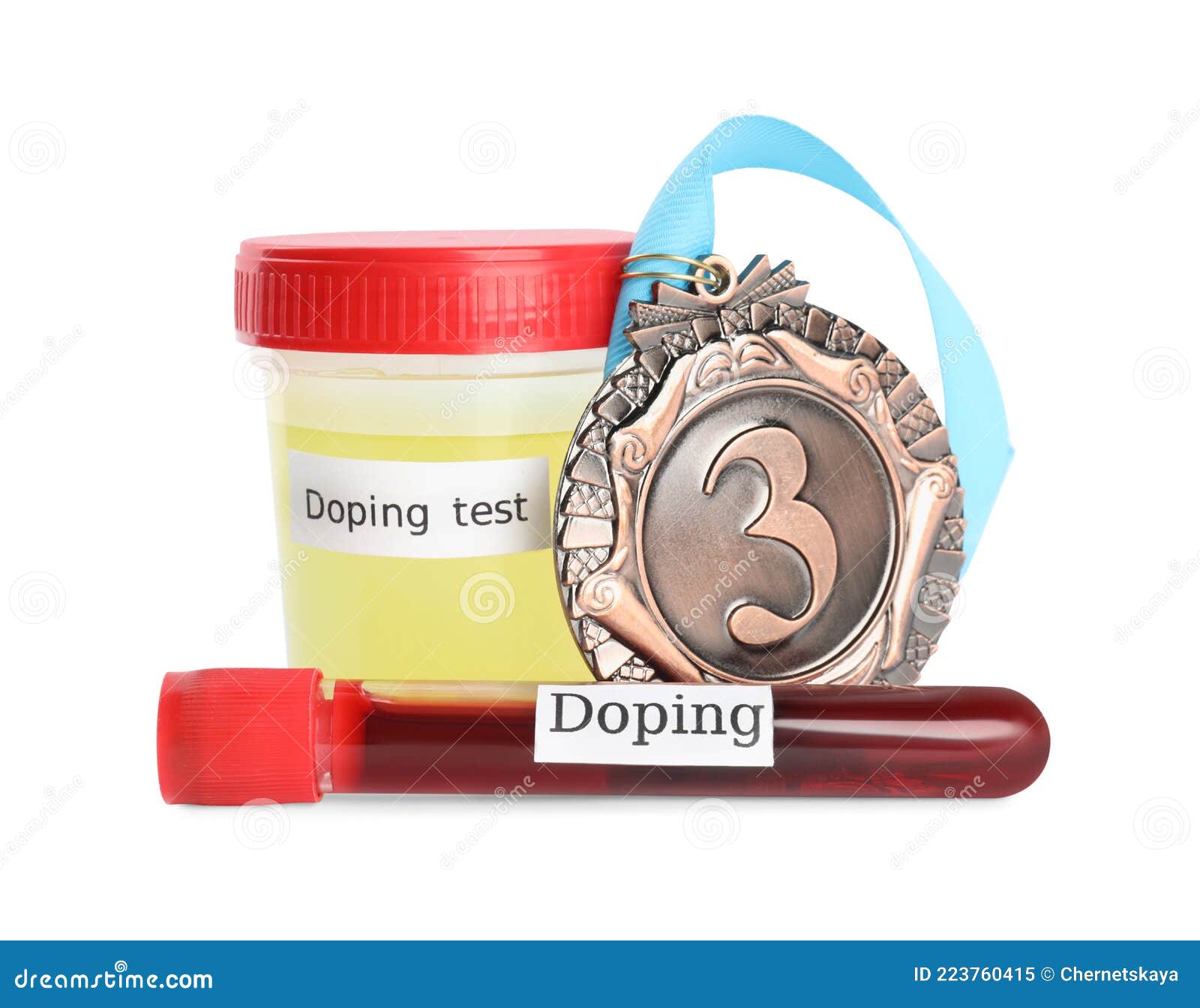 Medal, Containers with Samples of Blood and Urine for Doping Control ...