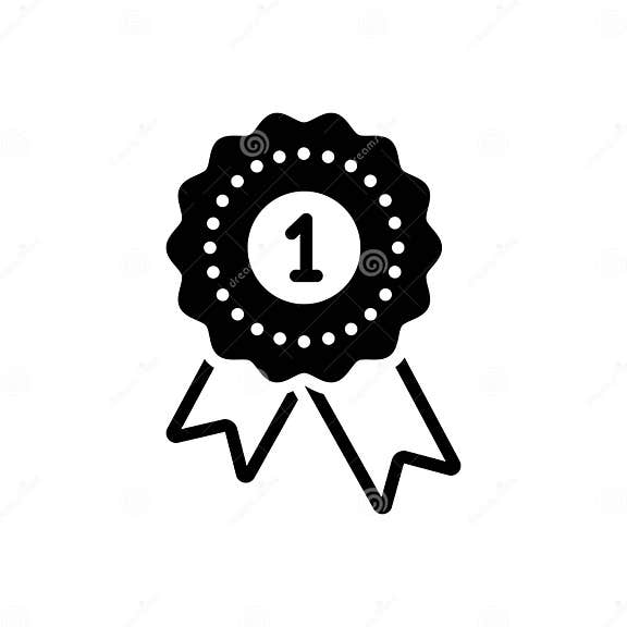 Black Solid Icon for Medal, Batch and Award Stock Illustration ...