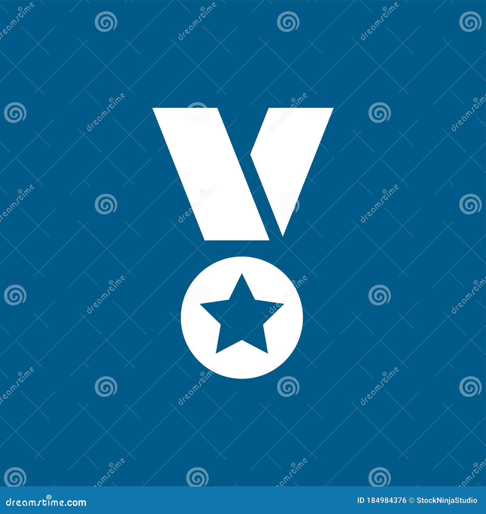 Medal Icon on Blue Background. Blue Flat Style Vector Illustration ...