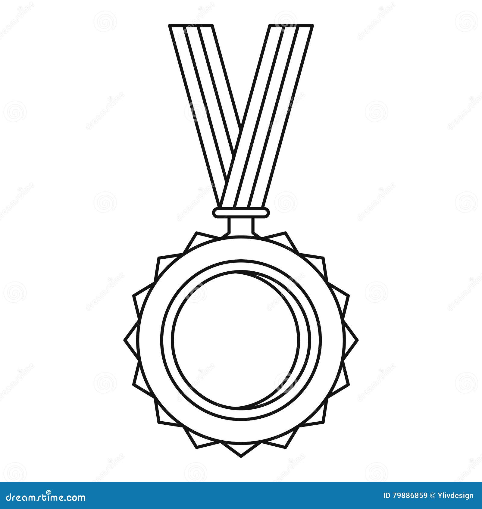 Medal icon, outline style stock vector. Illustration of black - 79886859