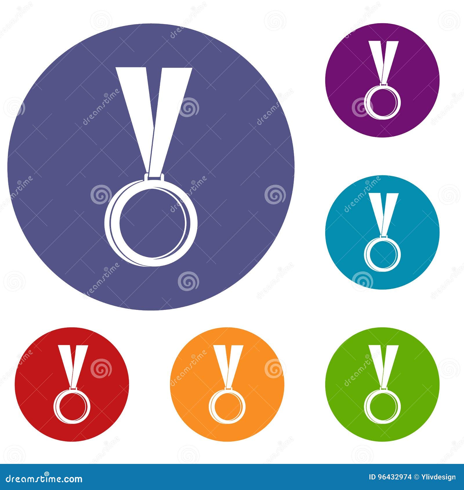 Medal icons set stock vector. Illustration of gold, green - 96432974