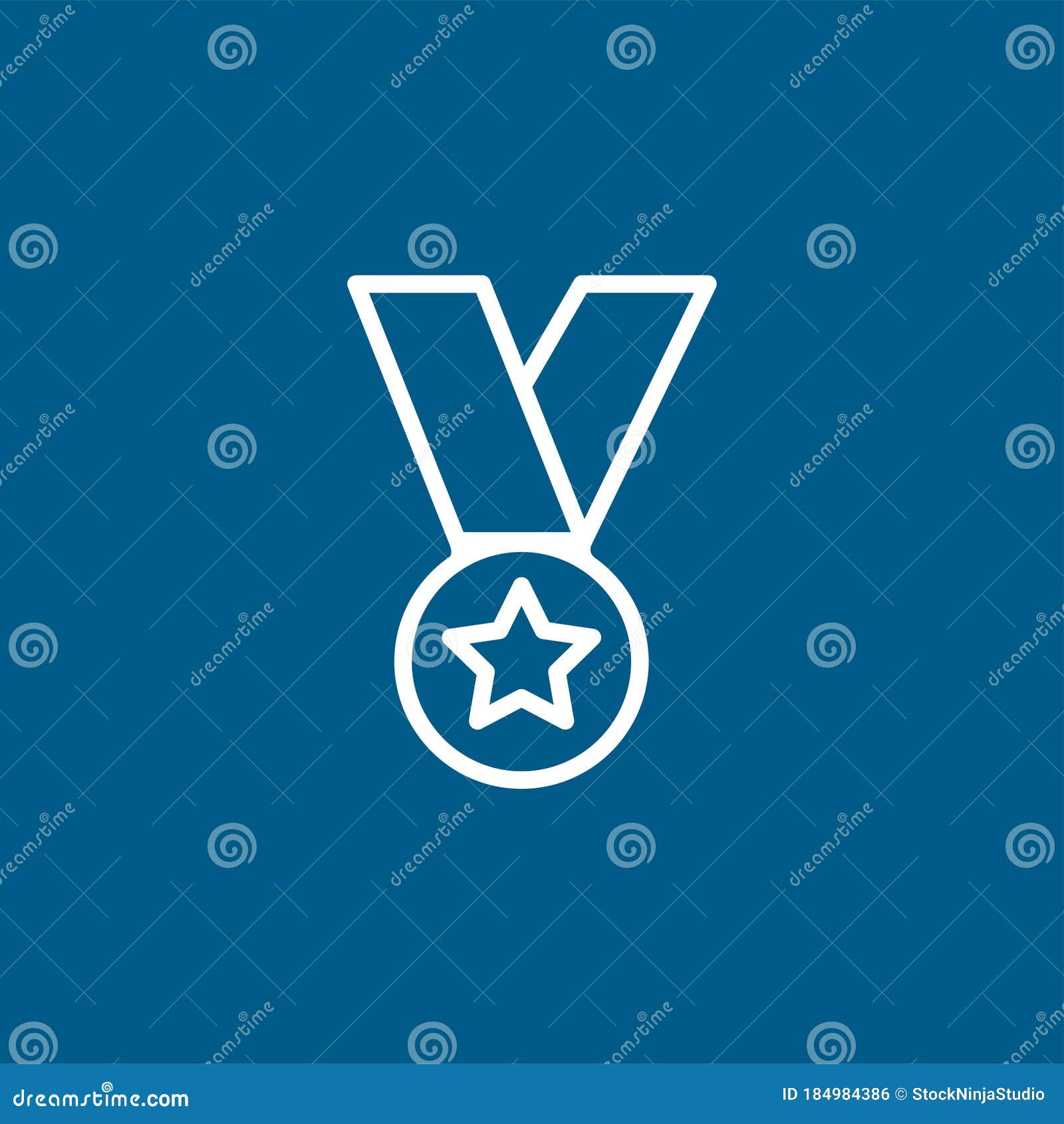 Medal Line Icon on Blue Background. Blue Flat Style Vector Illustration ...