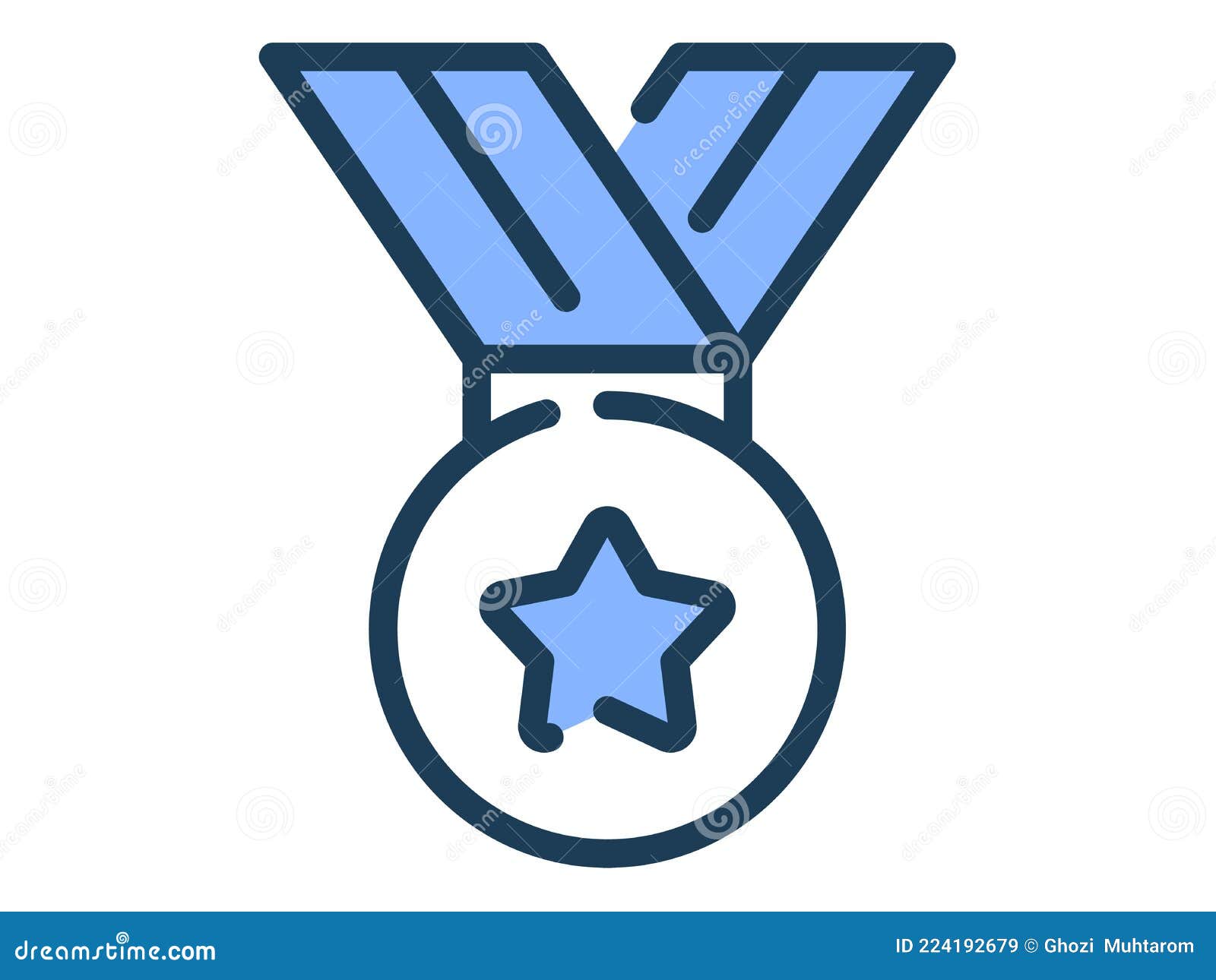 Medal Prize Single Isolated Icon with Dash or Dashed Line Style Stock ...
