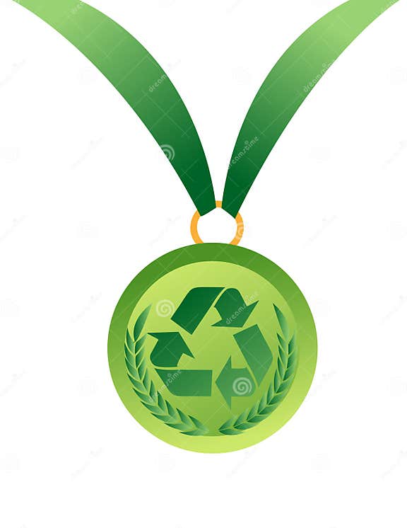 Medal with recycle sign stock vector. Illustration of prize - 8823479