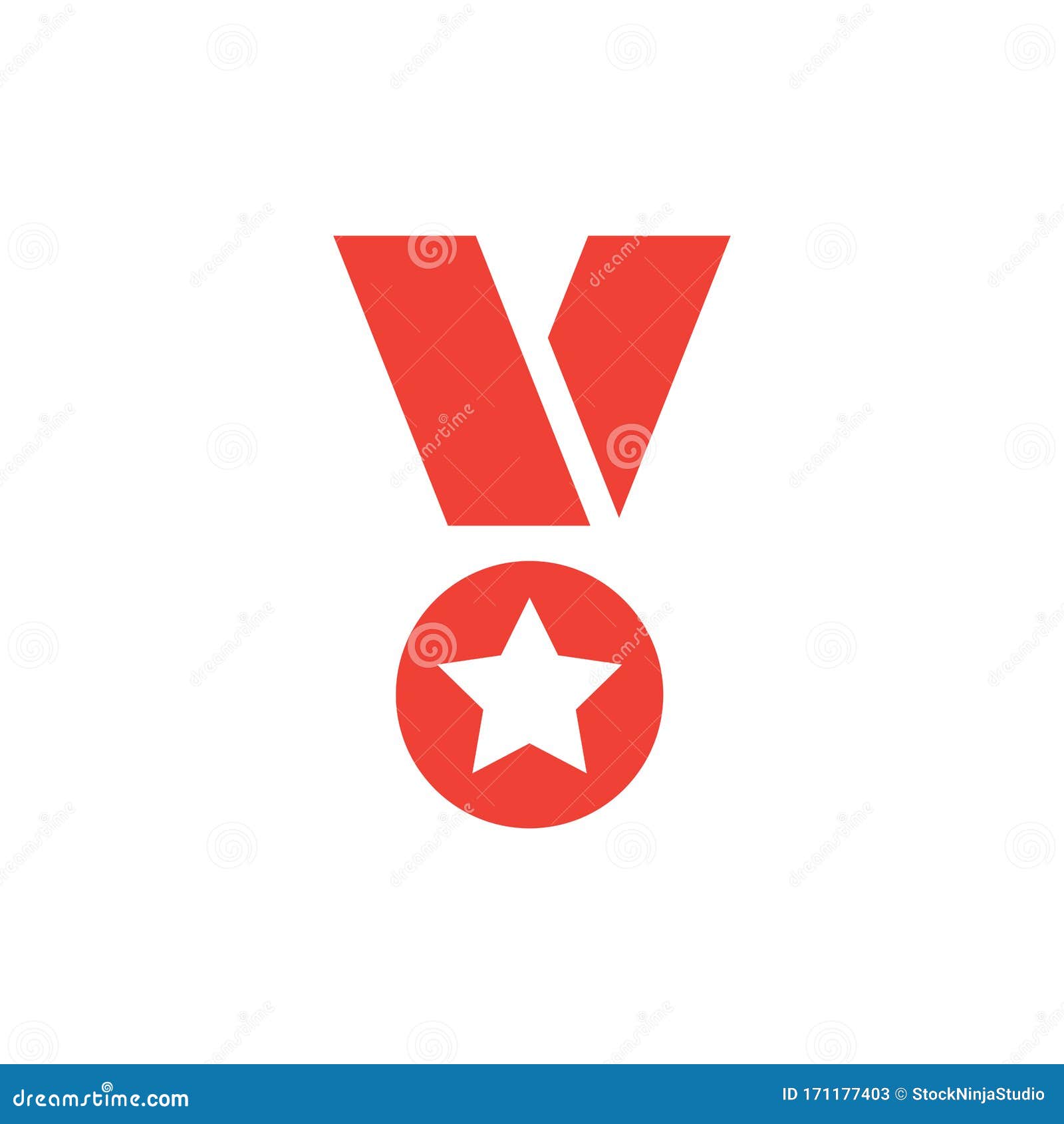 Medal Red Icon on White Background. Red Flat Style Vector Illustration ...
