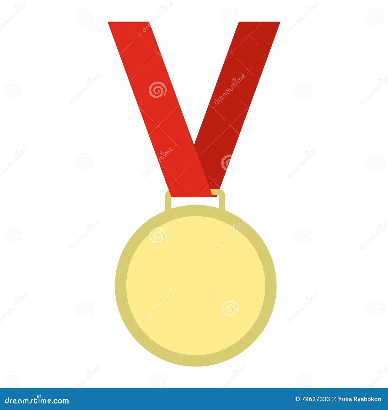 Medal with Red Ribbon Flat Icon Stock Vector - Illustration of award ...
