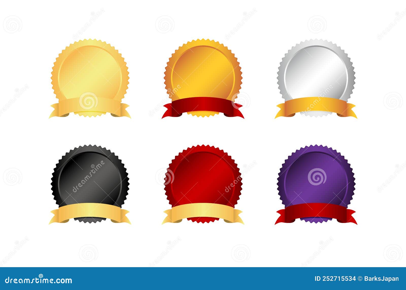 Medal and Ribbon Template Vector Illustration Set Text Space, Design ...
