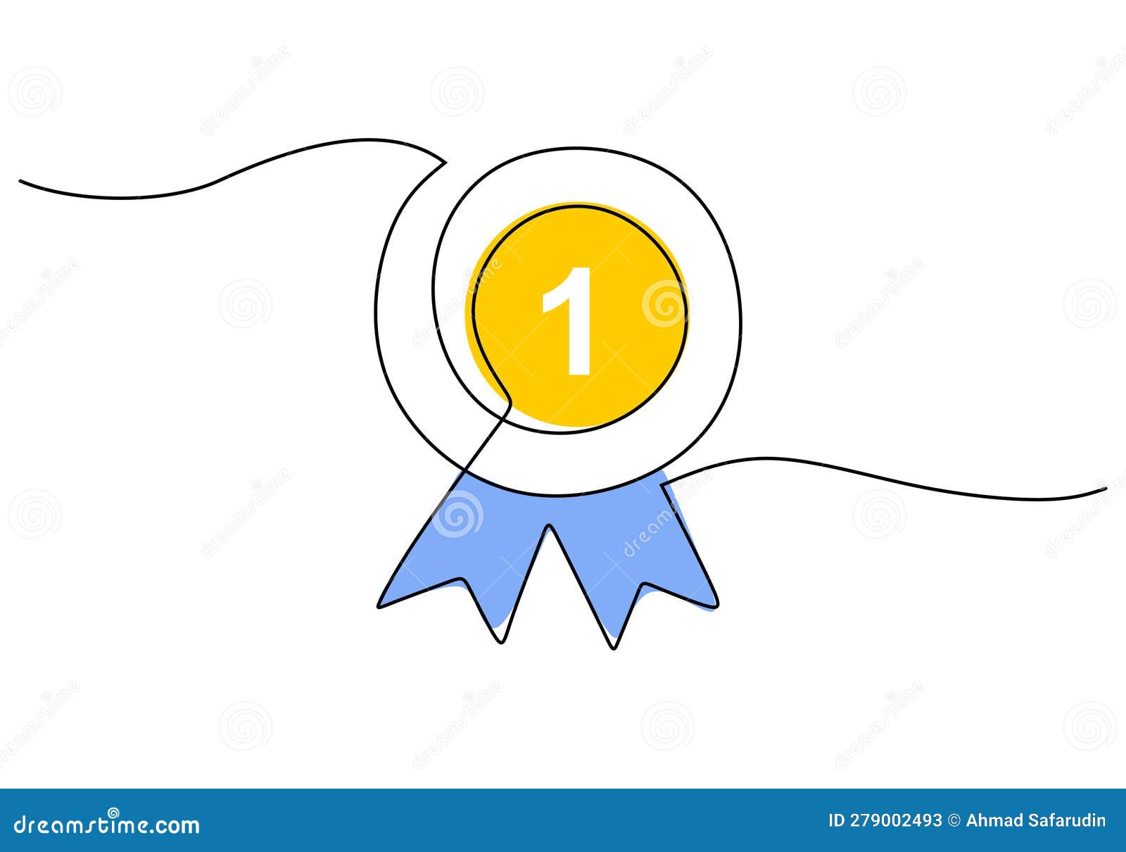 Medal - School Education Object, One Line Drawing Continuous Design ...