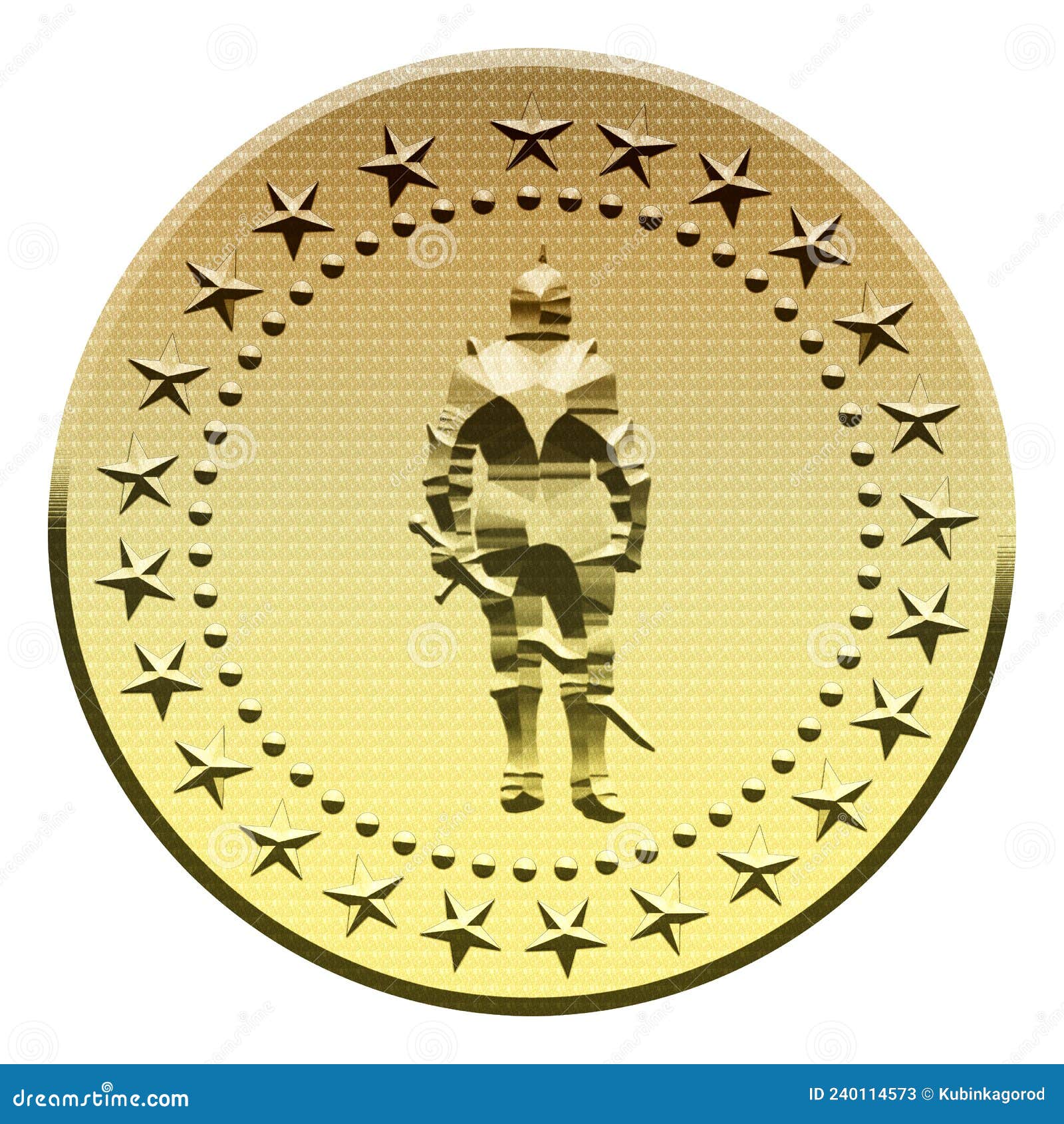 Medal or Stamp of Medieval Warrior with Sword, Bow and Spears Stock ...