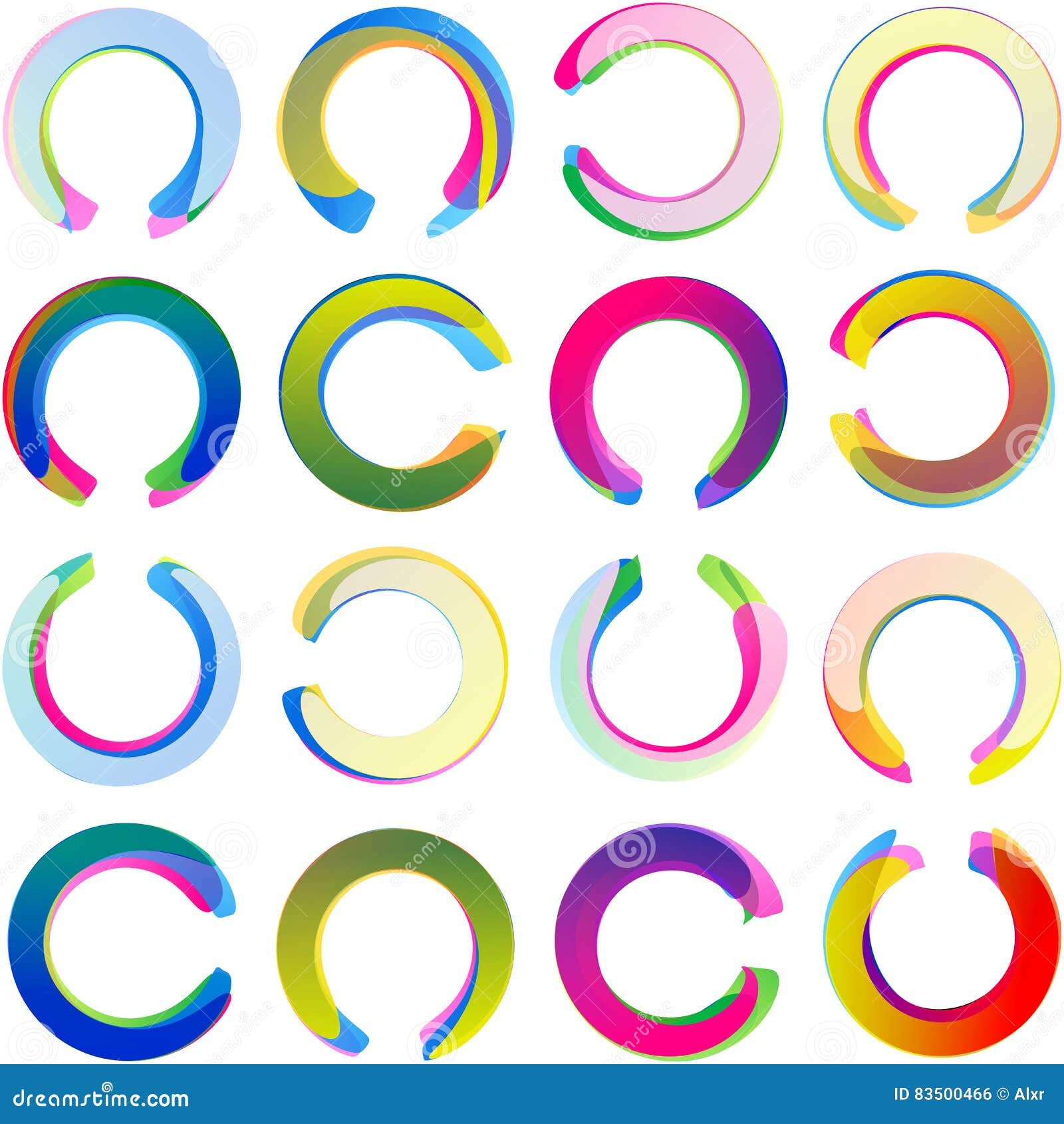 Medal Sticker Label Ring Circle Arc Swirl Multicolor Set Stock Vector ...