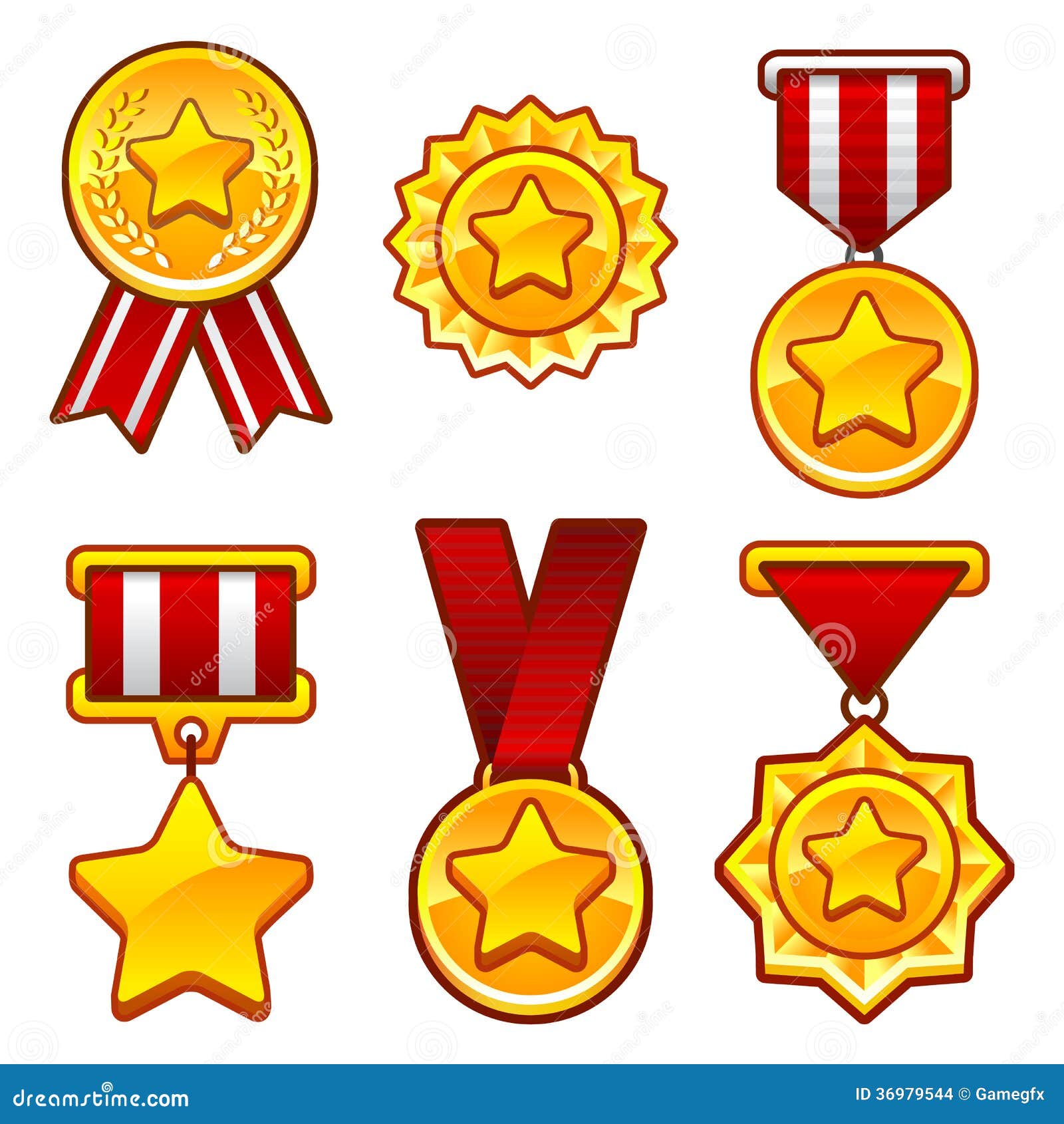 Medaljer med stjärnan vektor illustrationer. Illustration av hjälte ...