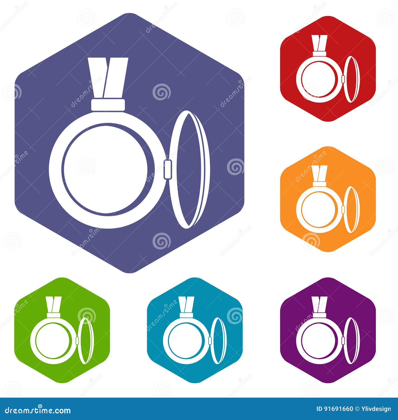 Medallion Icons Set Hexagon Stock Vector - Illustration of emblem ...