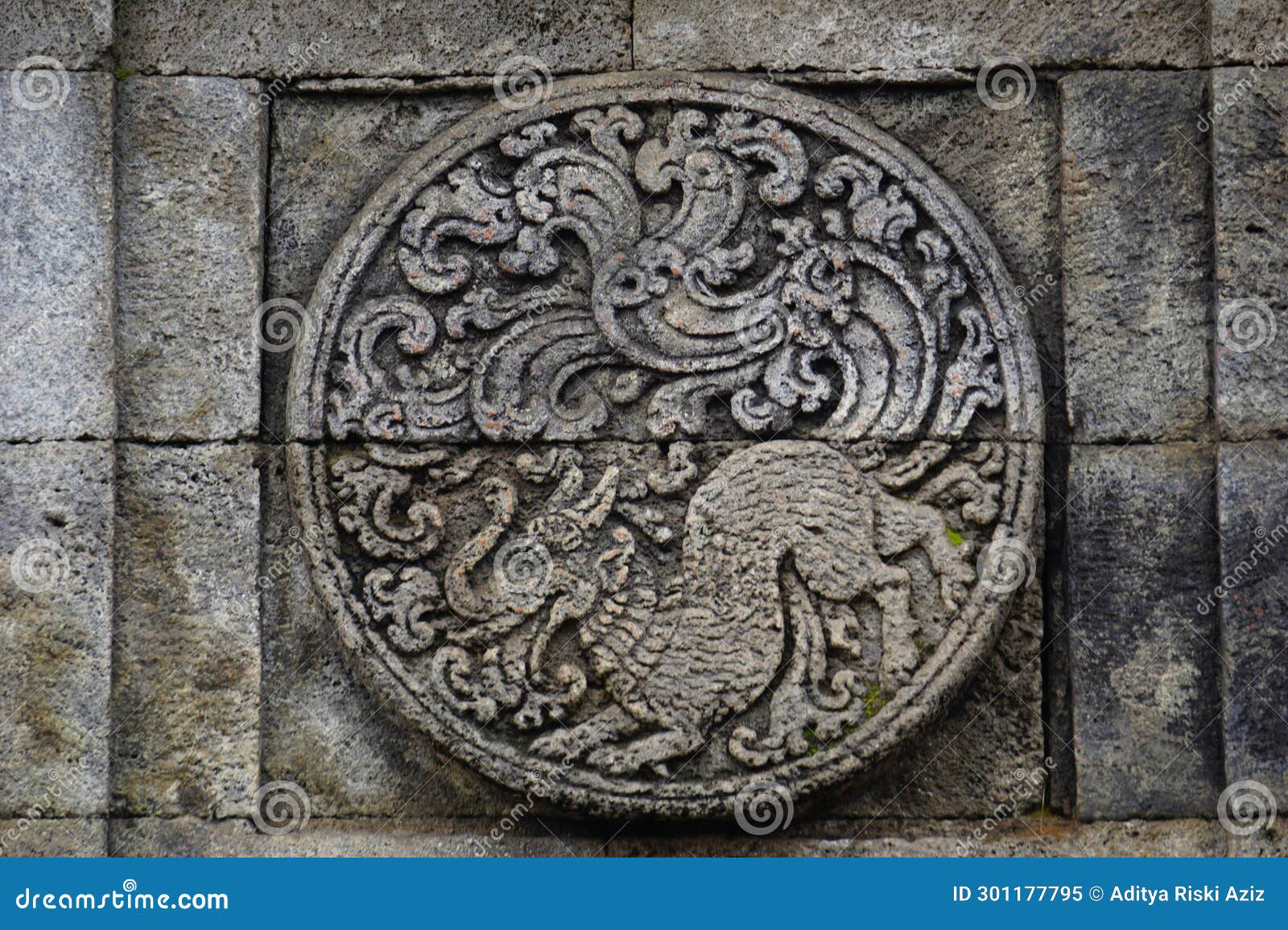 Medallion in the Penataran Temple with Animal Reliefs Stock Image ...