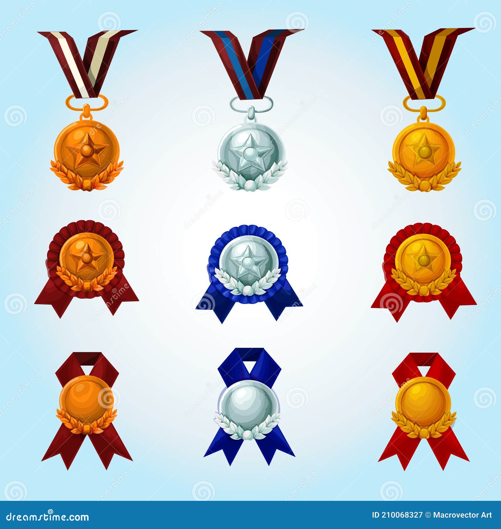 Medals Cartoon Set stock vector. Illustration of medal - 210068327
