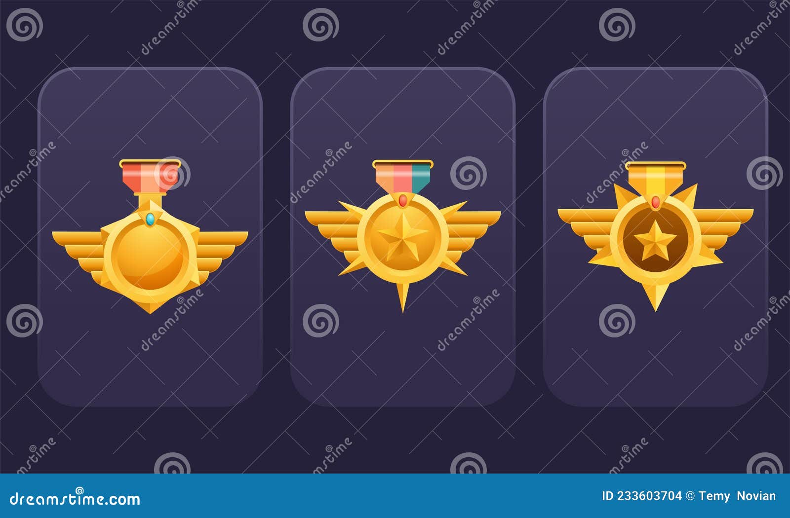 Medals collection for game stock vector. Illustration of reward - 233603704