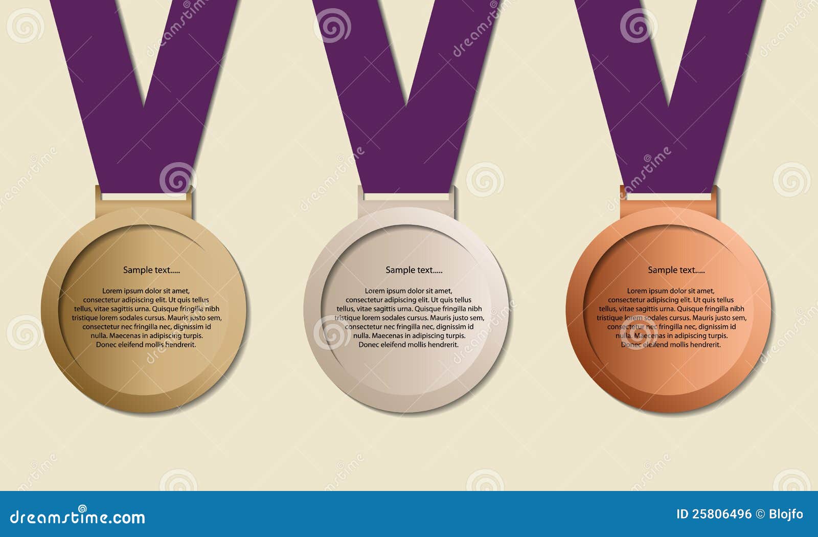 Medals in ribbon stock vector. Illustration of champion - 25806496