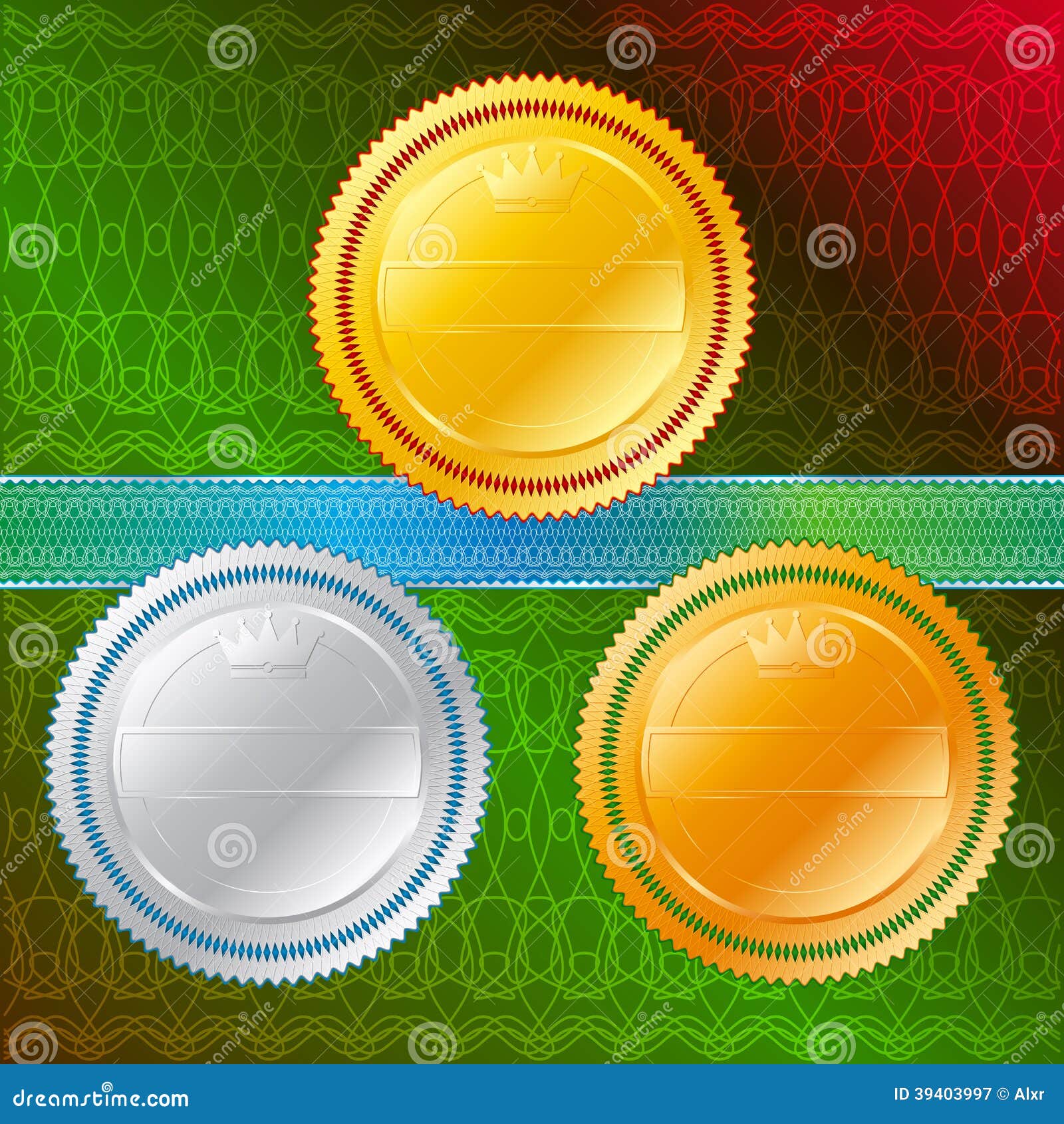 Medals Ribbon Guilloche Version C Stock Vector - Illustration of ...