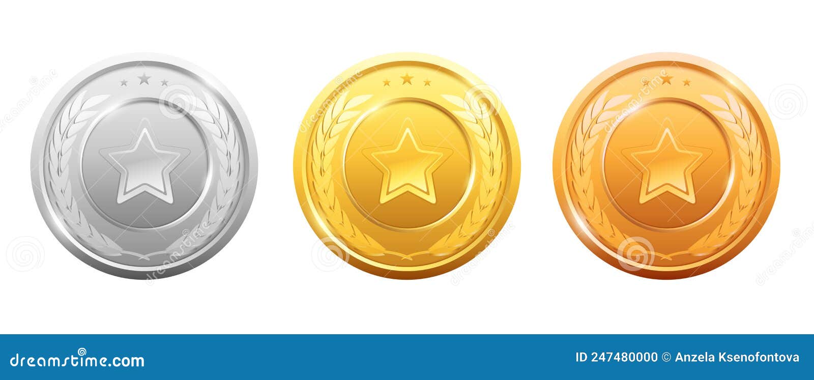 Vector Medals Logo Collection. Set of Shiny Round Awards in Gold ...