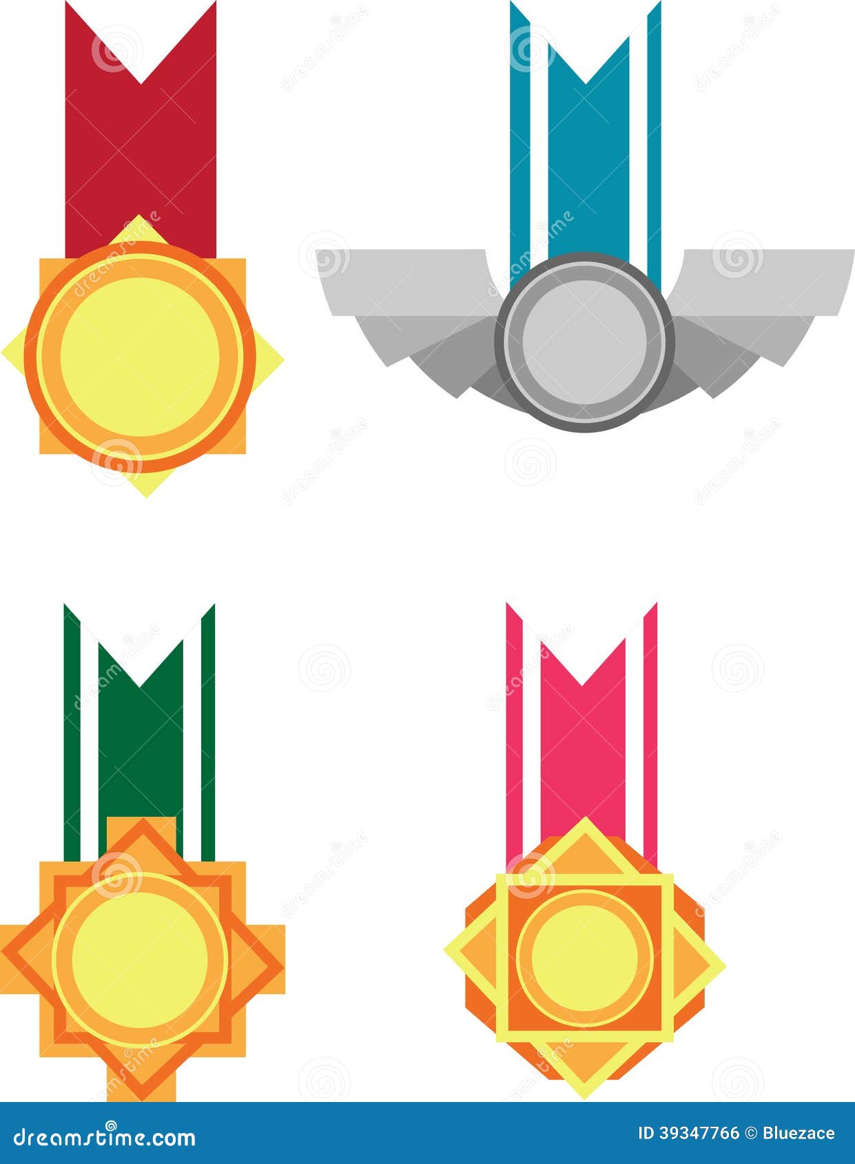 Medals stock vector. Illustration of member, bronze, ribbon - 39347766