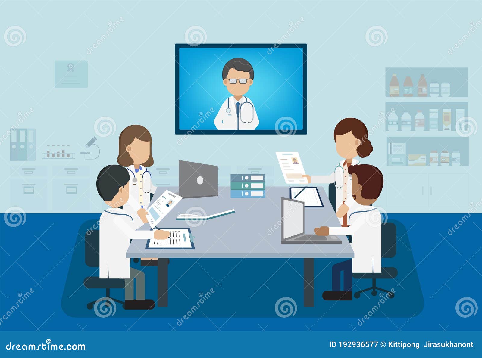 Doctor conference concept stock vector. Illustration of monitor - 192936577