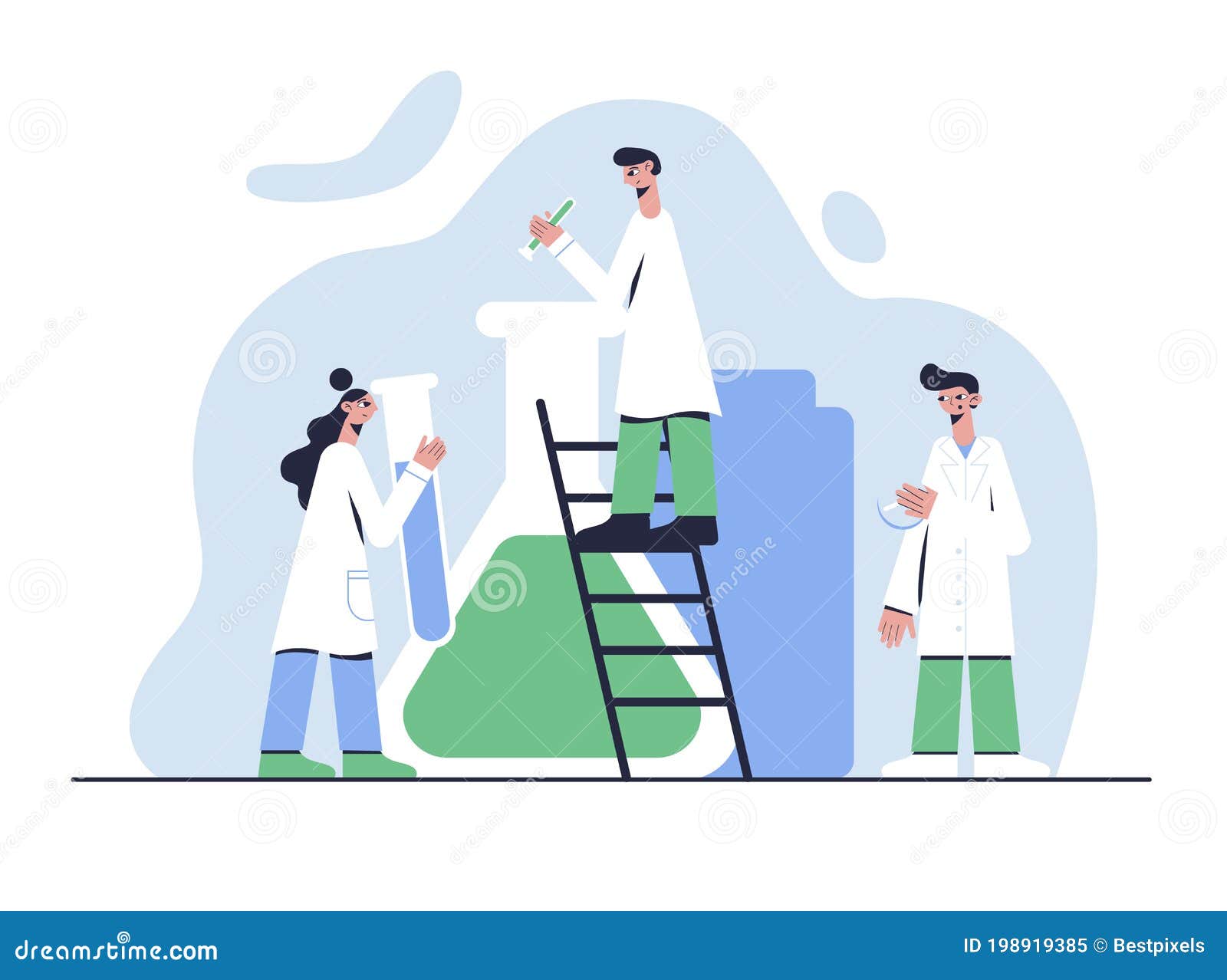 Vector Illustration. Medical Concept. Doctors Experimenting in the ...