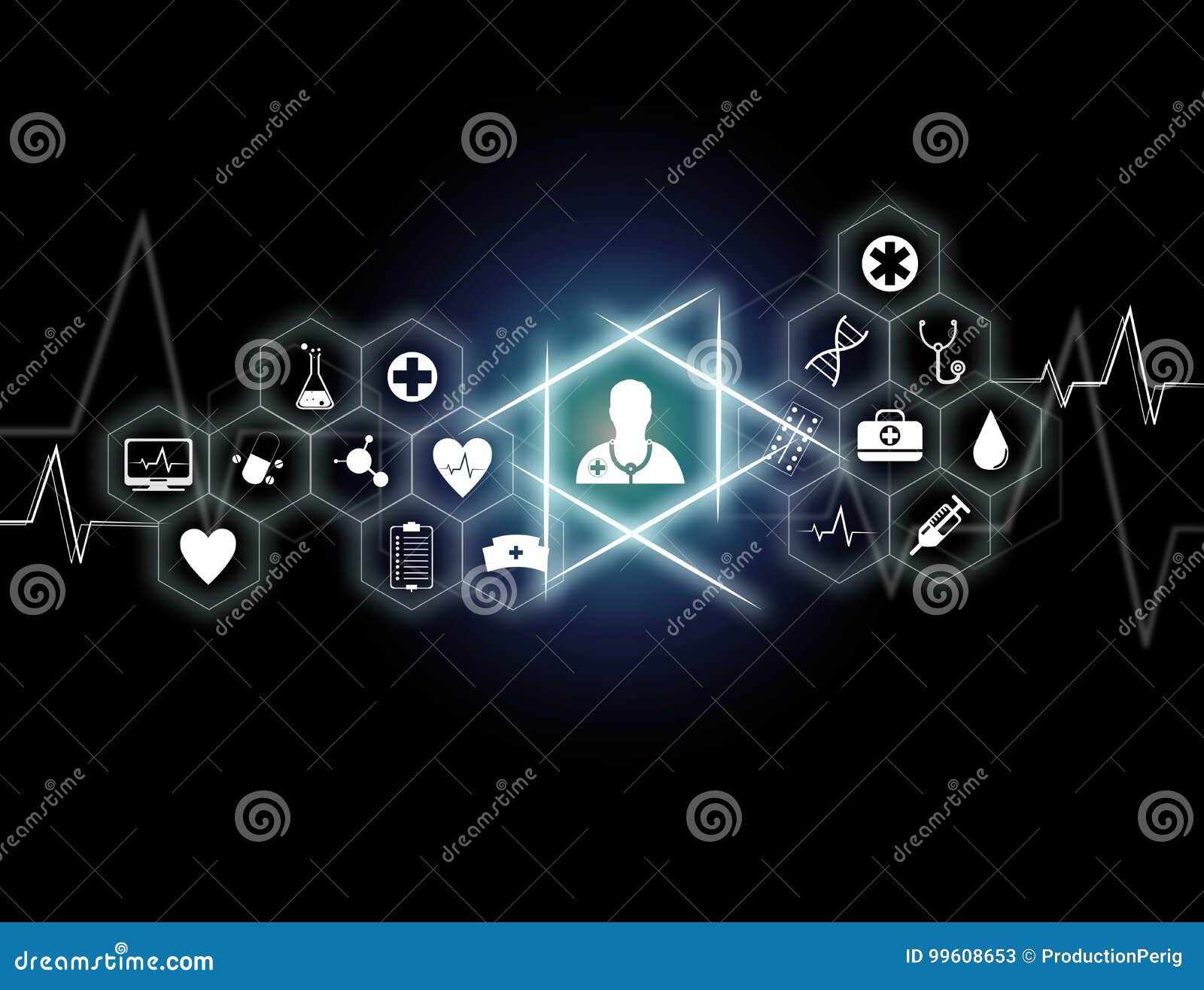 Medecine and General Healthcare Icon Displayed on a Technology I Stock ...