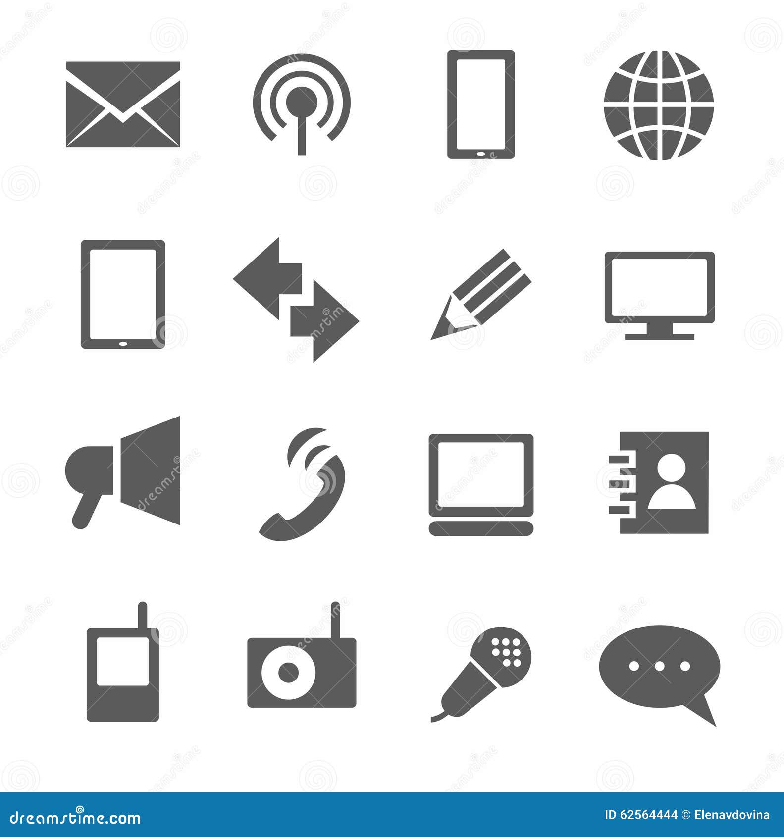 Mededeling, Zwart-wit Pictogrammen, Vector Illustratie - Illustration ...