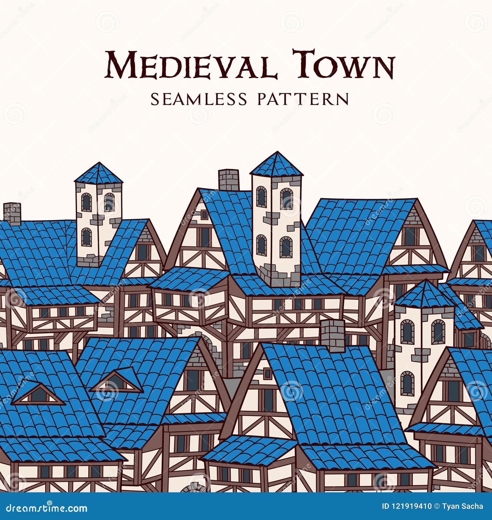 Medeltida Forntida Stad Seamless Modell Stock Illustrationer ...