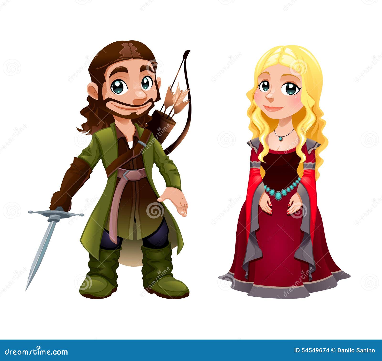 Medeltida Par: Riddare Och Prinsessa Vektor Illustrationer ...