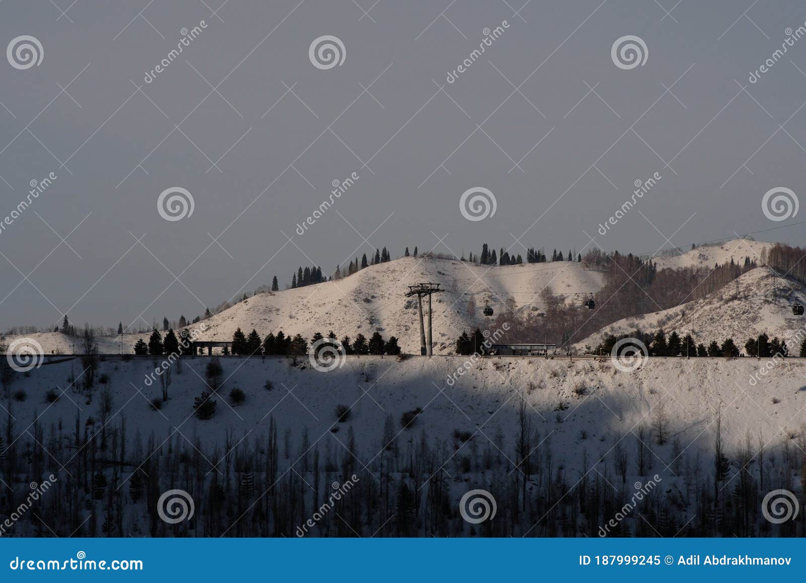 Medeo or Medeu Dam in Winter Evening. Stock Image - Image of medeo ...